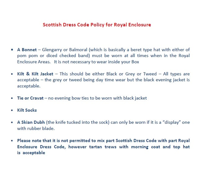 Scottish Dress | Royal Enclosure Dress Code | Ascot Top Hats