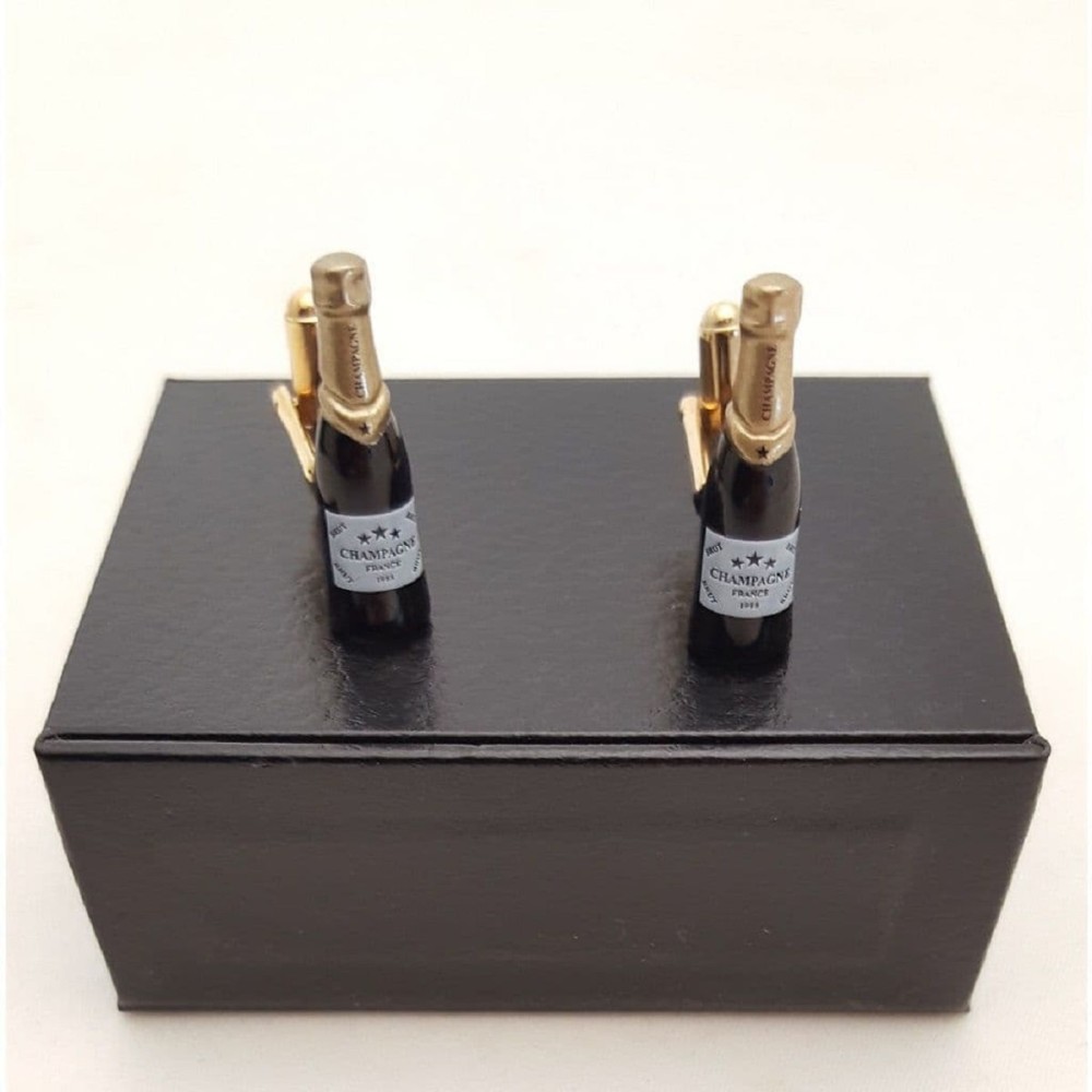 Cufflinks Champagne Bottle | Enamel Style
