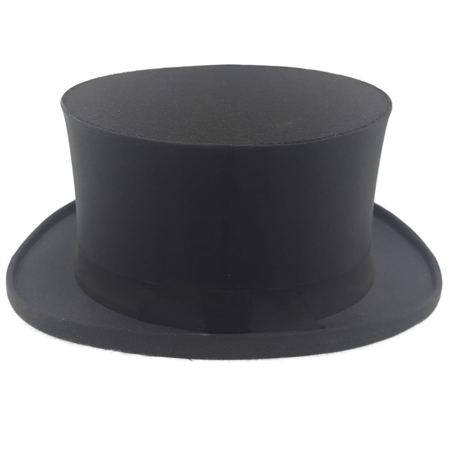 Collapsible Black Top Hat | Black Satin Modern New 5 High