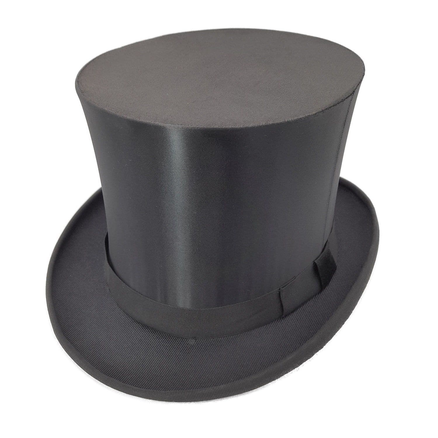 Collapsible Black Top Hat | Black Satin Modern New 6 High