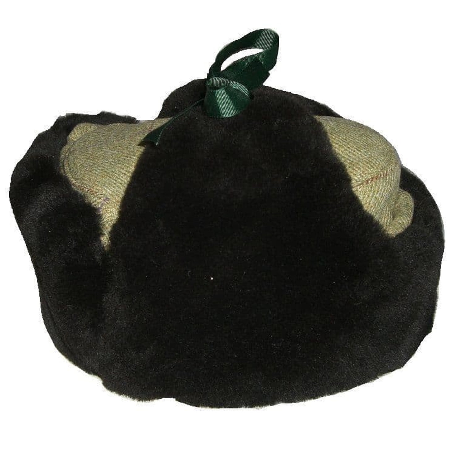 Tweed Trapper Hat Cap with British Shearling | Green