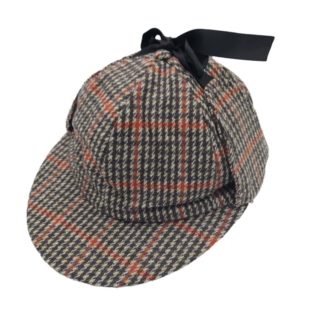 Deerstalker Tweed Hat | Sherlock Dominant Red Overcheck