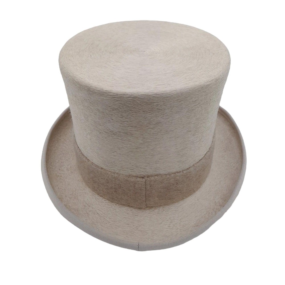 White Ivory Fur Felt Melusine Top Hat | Wedding Topper