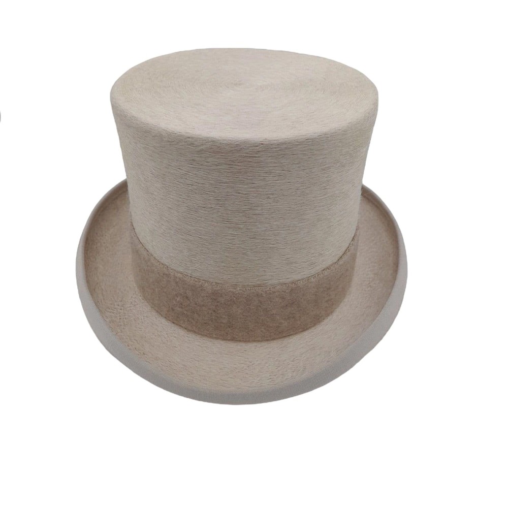 White Ivory Fur Felt Melusine Top Hat | Wedding Topper
