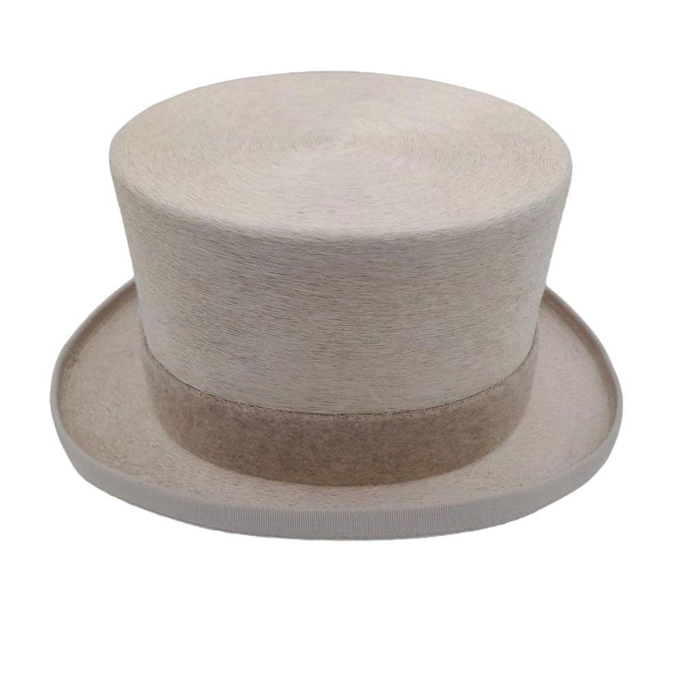 White Ivory Fur Felt Melusine Top Hat | Wedding Topper